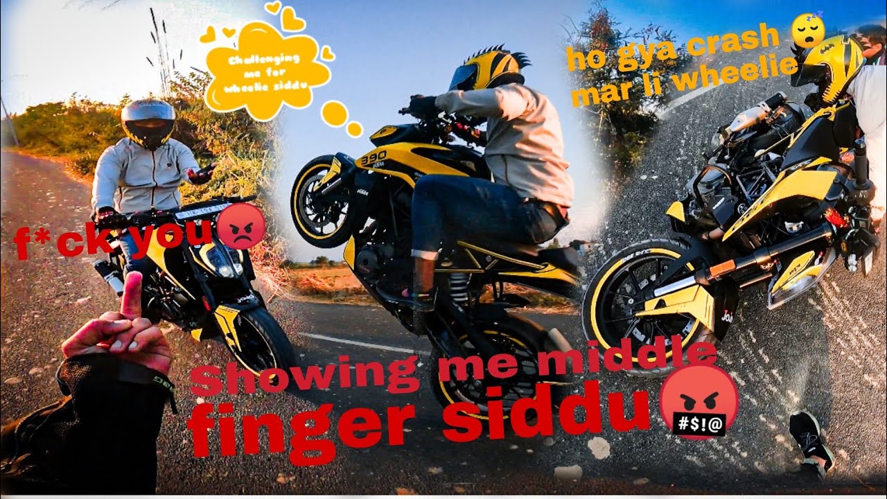Showing me middle finger siddu🤬|| ho gyi bike crash mar li wheelie || f ...