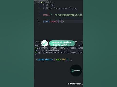 Belajar Python - Akses Index String & length #python #pythonprogramming #python3 #coding #shorts ...