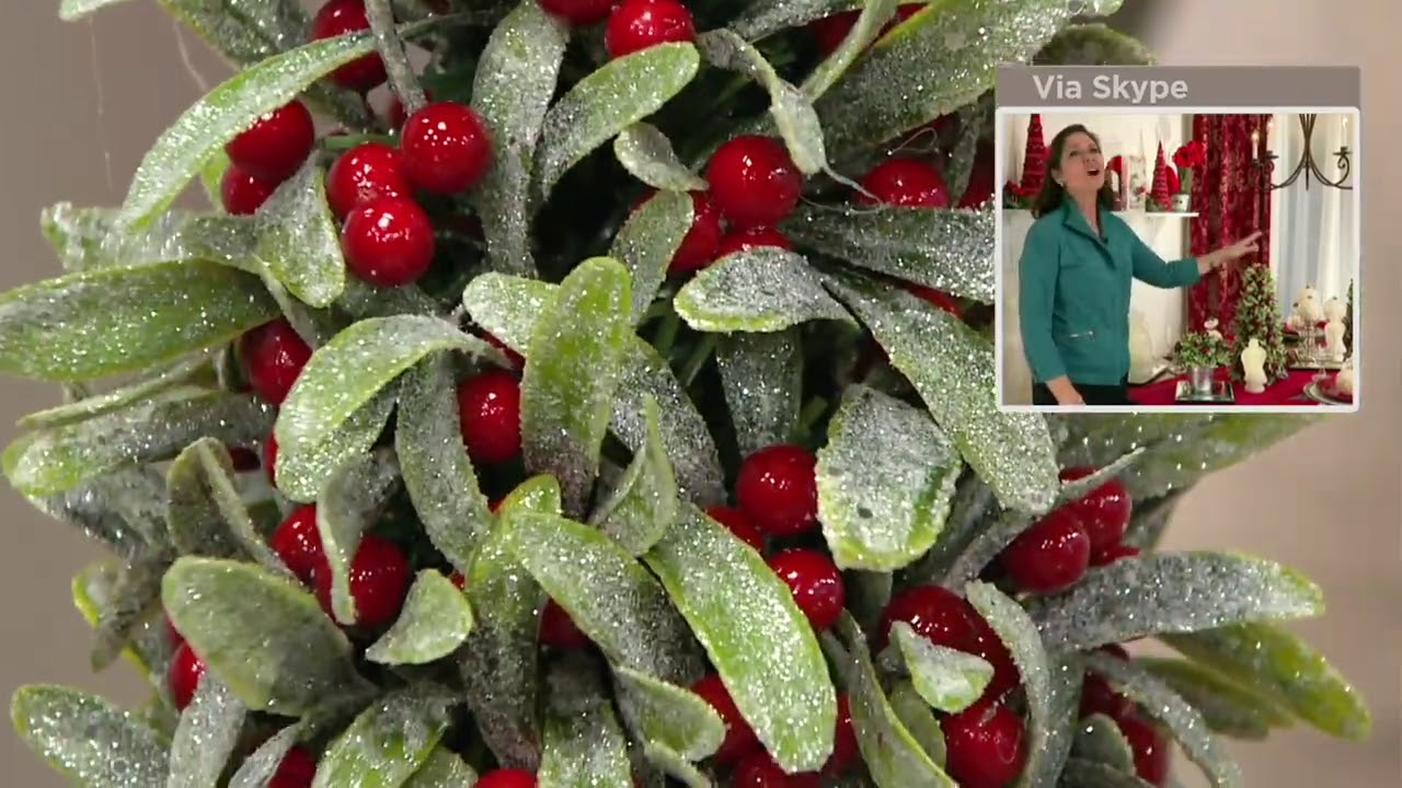 20" Mistletoe and Berry Cone Tree by Valerie on QVC - YouTube