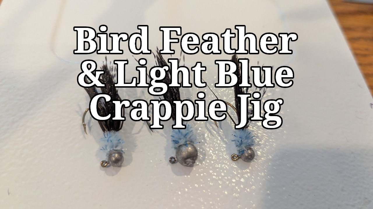 Hand Tied Crappie Jig - Random Bird Feather with Light Blue Chenille ...