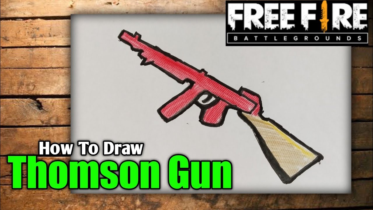 How to draw Thomson Gun of Free Fire - Very easy - SHN Best Art - YouTube