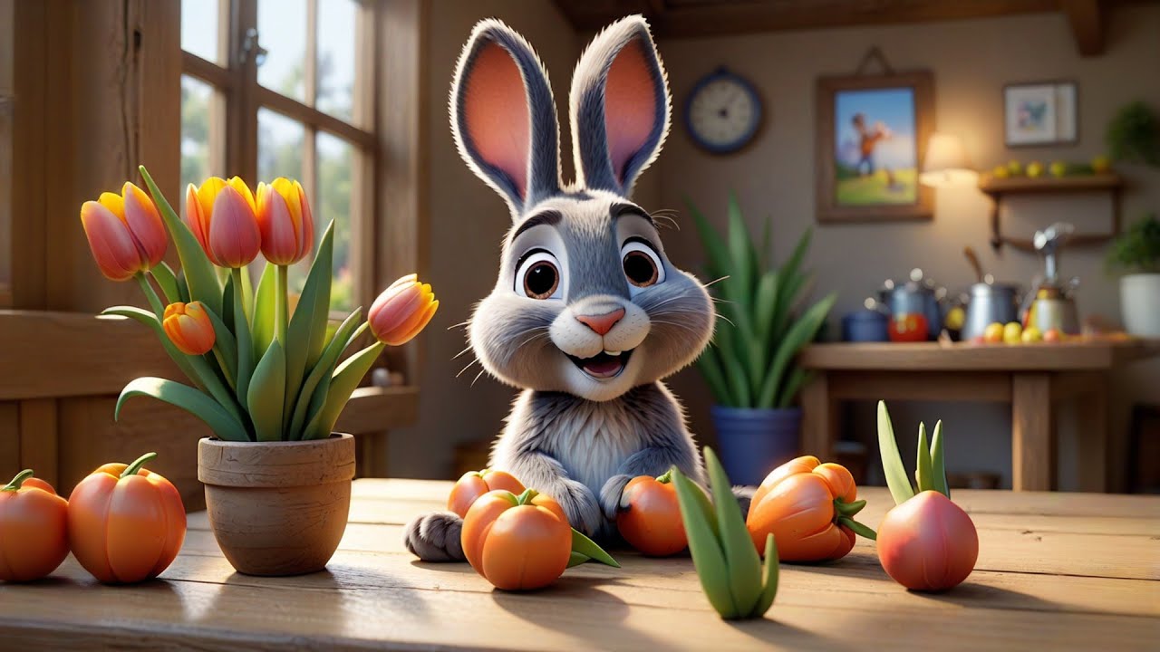 Four Little Bunnies Tell the Time | Clock Song for Kids | Nursery ...