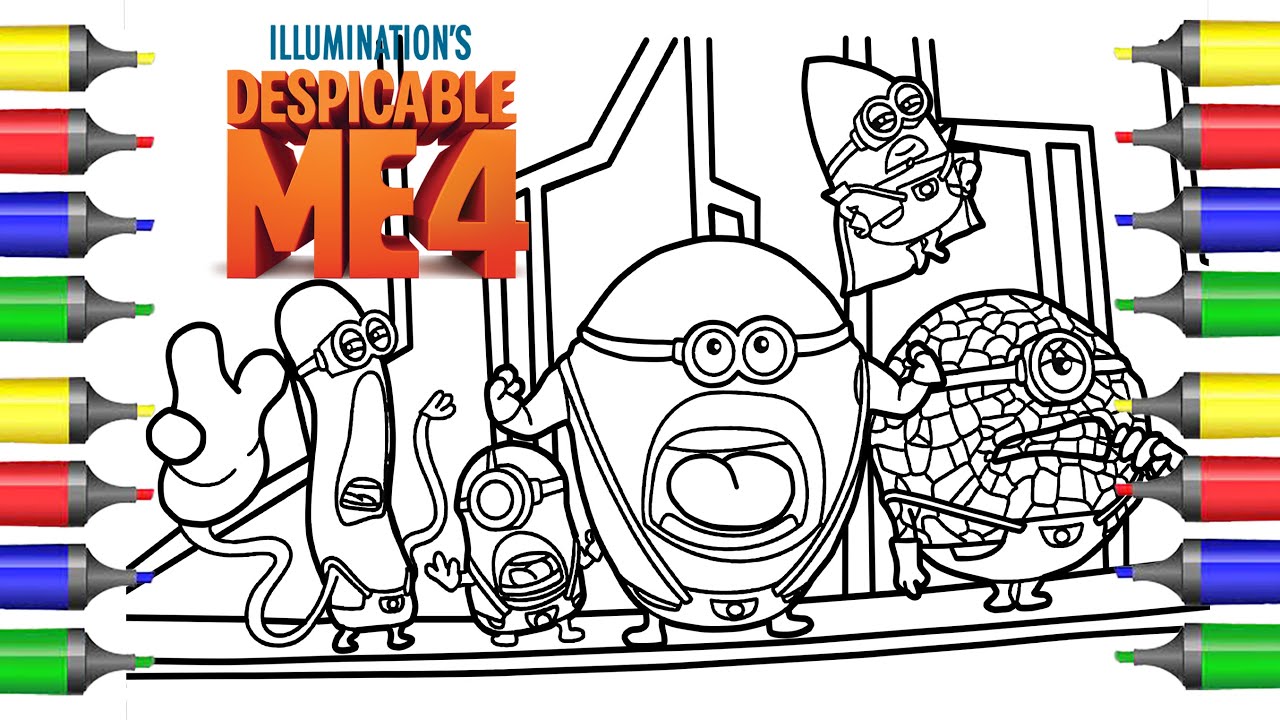 Mega Minions: Dave, Gus, Tìm, Mel and Jerry /Despicable Me 4 Coloring ...