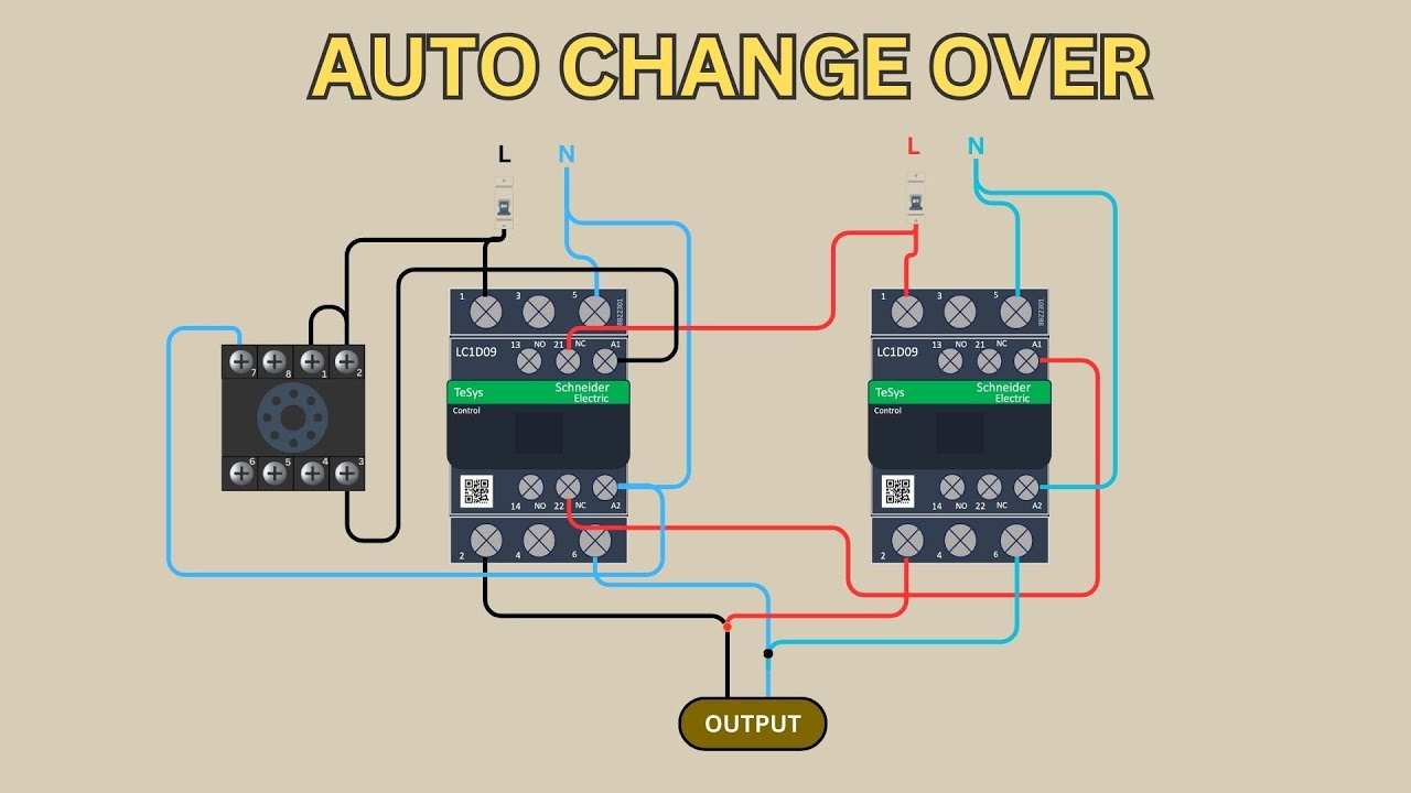 AUTOMATIC CHANGE OVER SWITCH FOR GENERATOR WITH TIMER DELAY - YouTube