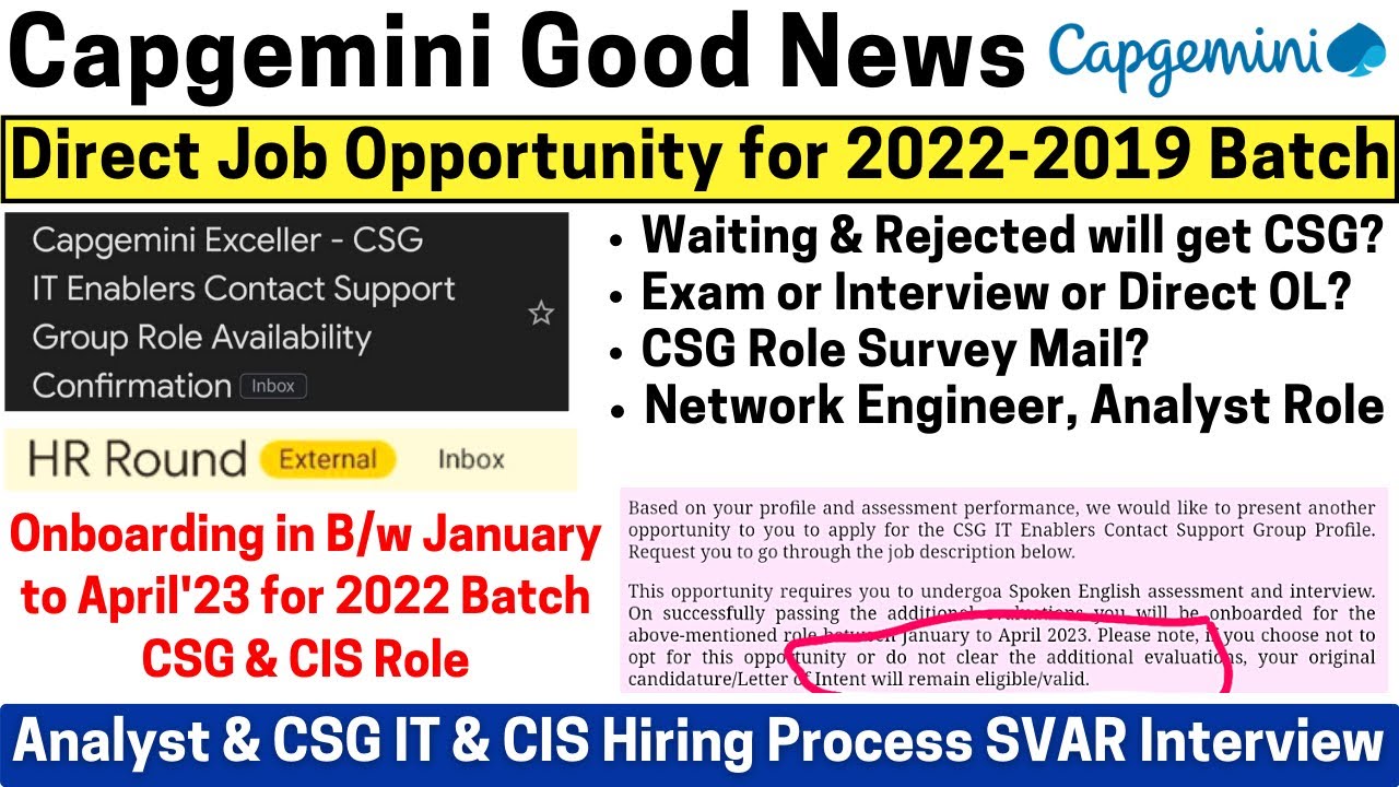 Capgemini Direct Hiring Who All Already Applied & Rejected Peoples for ...