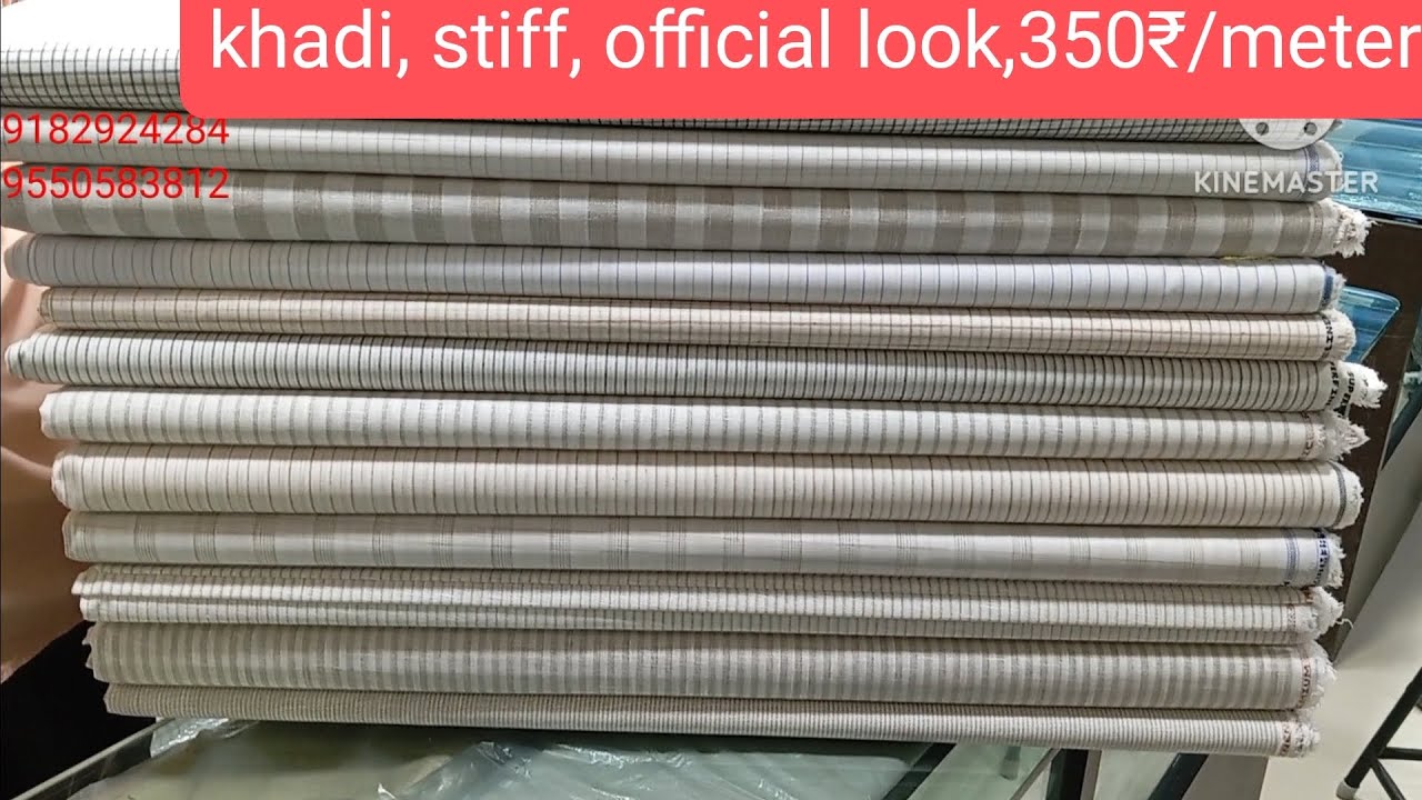 khadi style, Official, straight lines, check, stiff cloth, white ground ...