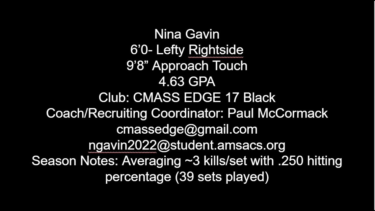 Nina Gavin 6'0 Lefty RS~ Big South 2021 Highlights (Class of 2023) #11 ...