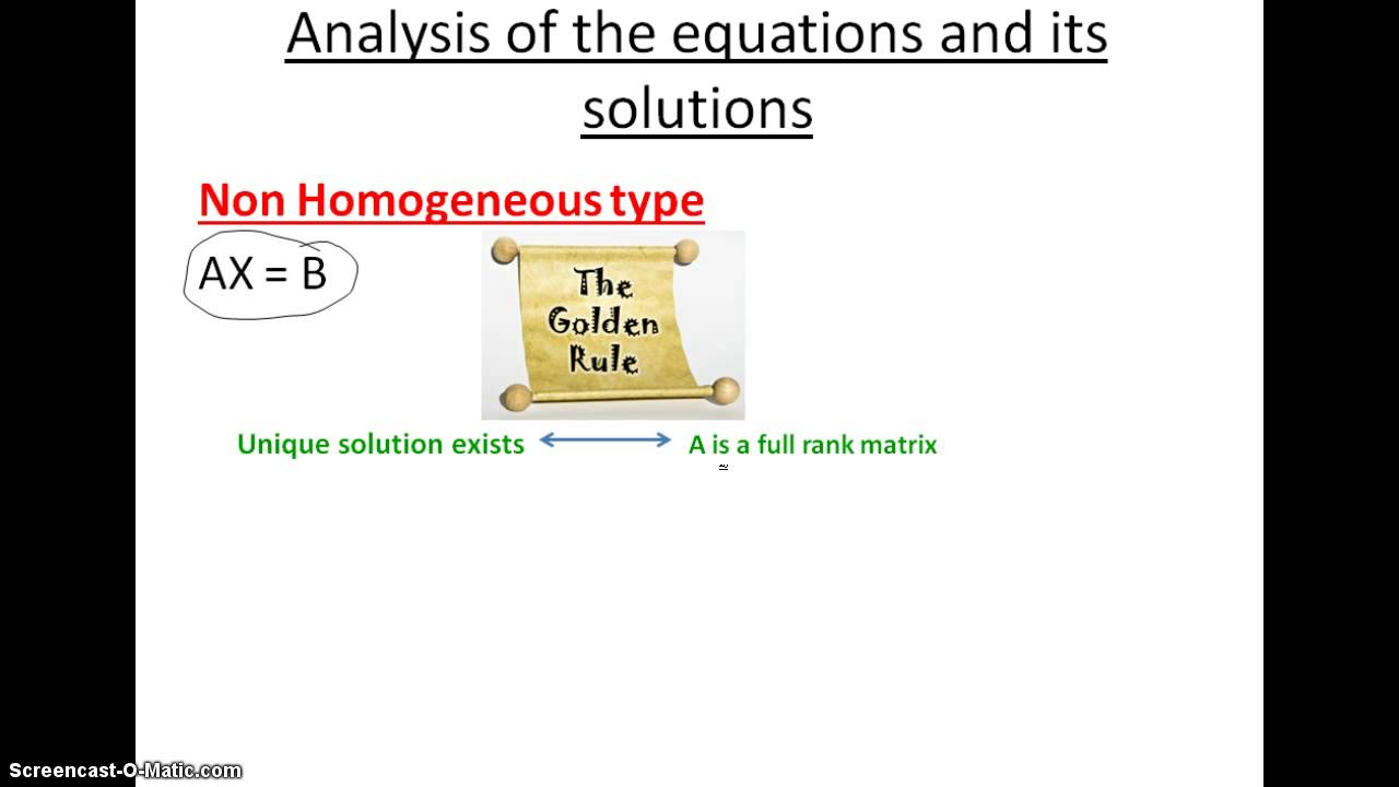 Linear system of equations(Homogeneous and Non homogeneous) - YouTube