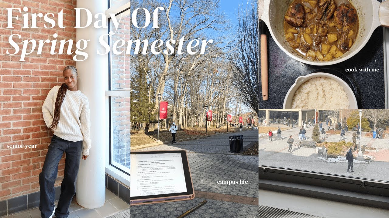 FIRST DAY OF SPRING SEMESTER 📚 *senior year* | 8am Grwm, business ...
