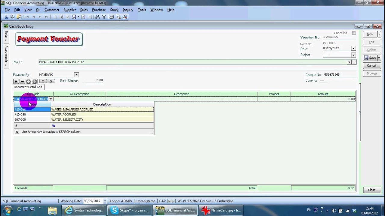 A027 Cash Book Entry - SQL Accounting Software - YouTube