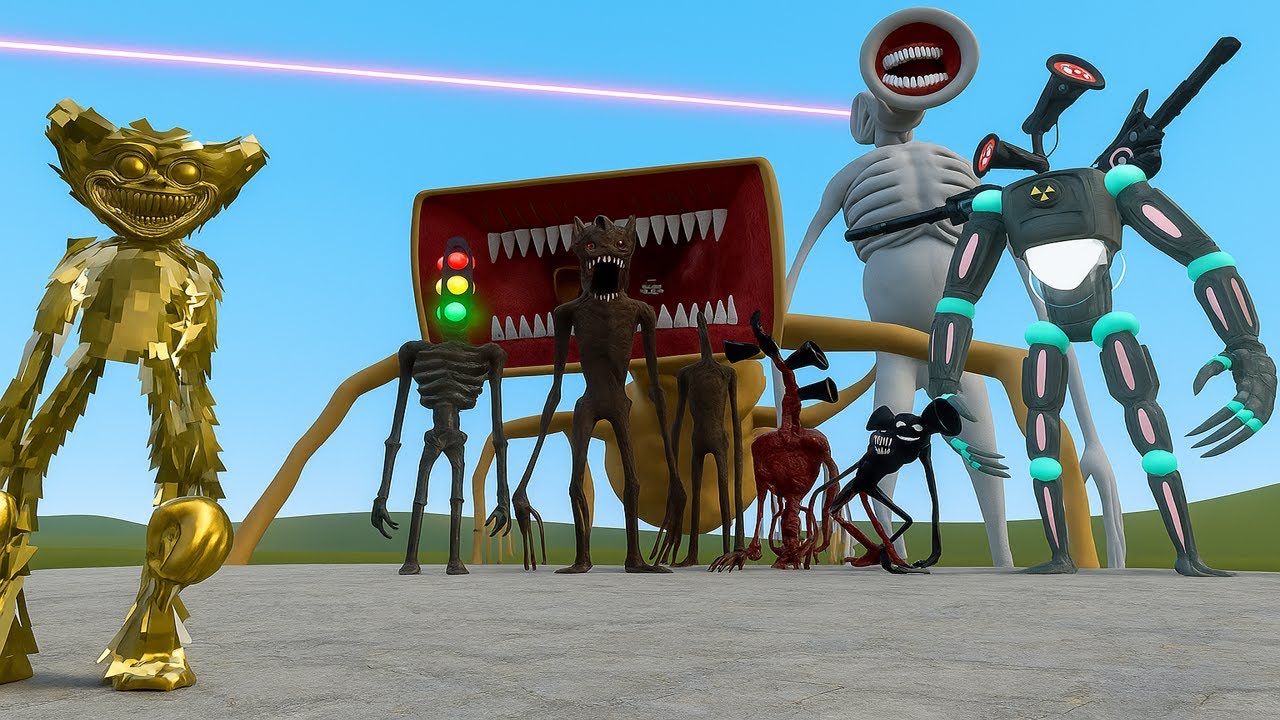 GOLDEN HUGGY WUGGY VS TEAM SIREN HEAD !!! Garry's Mod Sand Box - YouTube