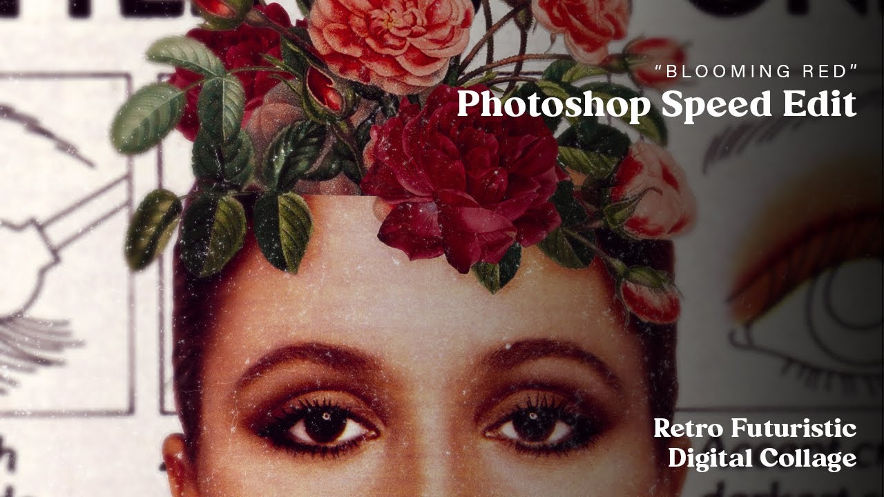 50s Retro Digital Collage - Photoshop Editing Process: "Blooming Red" # ...