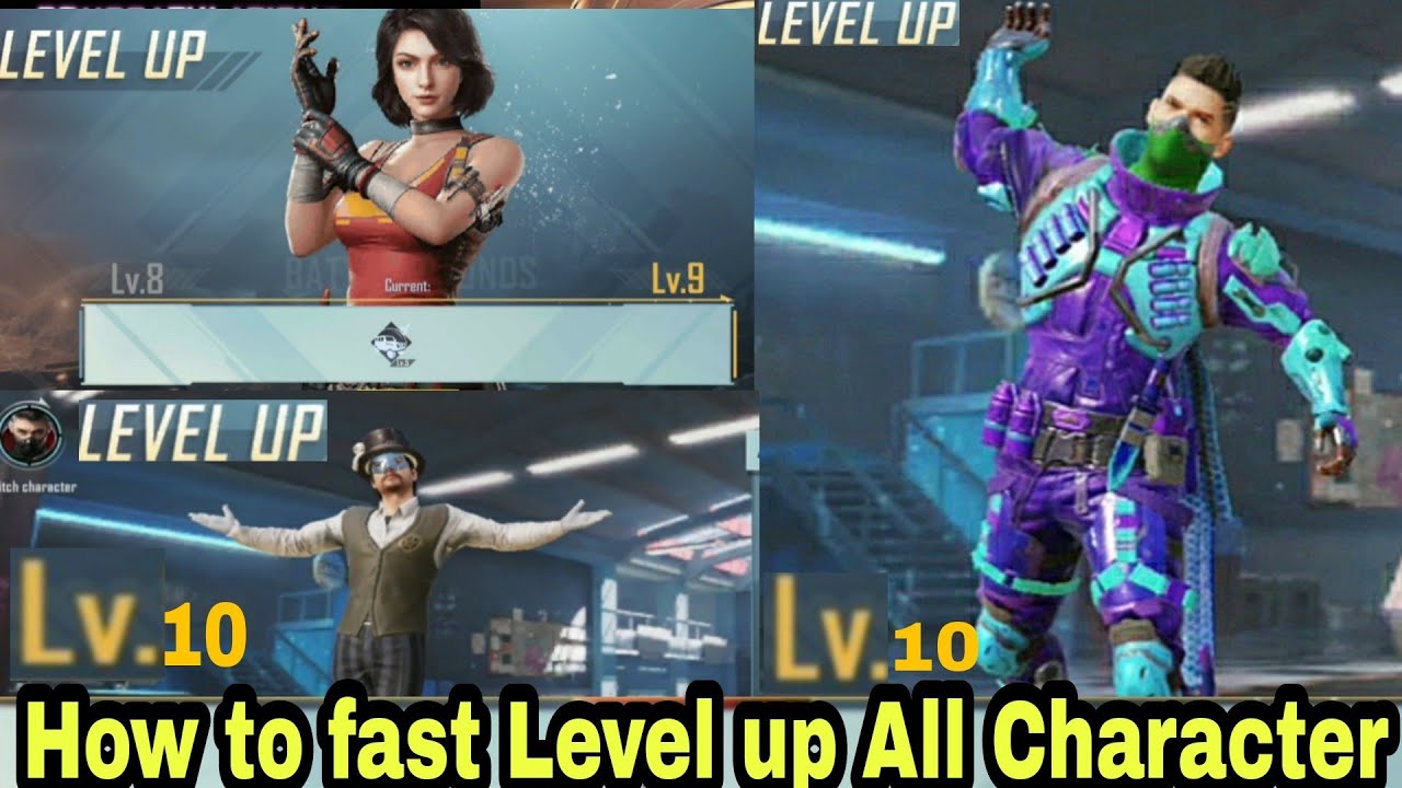 HOW TO FAST LEVEL UP ALL CHARACTER IN BGMI || CHARACTER LEVEL UP FAST ...