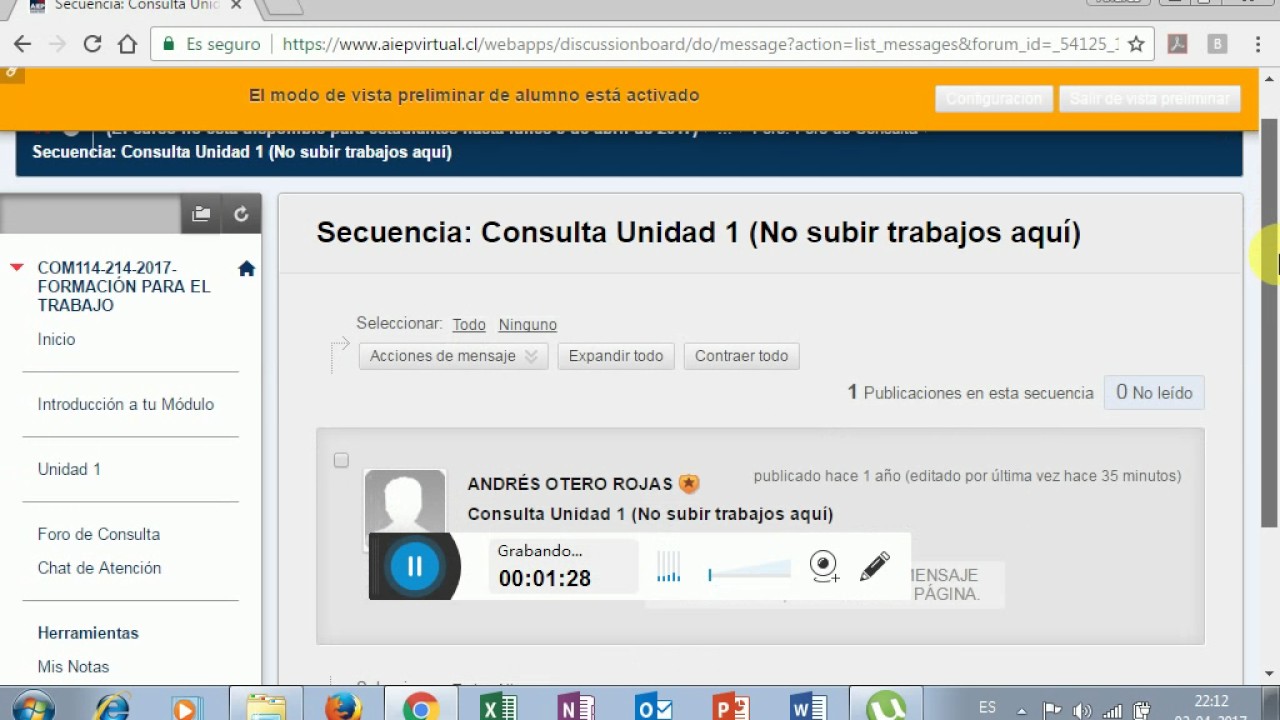 TUTORIAL 4 ¿COMO ACCEDER Y USAR EL FORO DE CONSULTAS DEL MODULO VIRTUAL ...