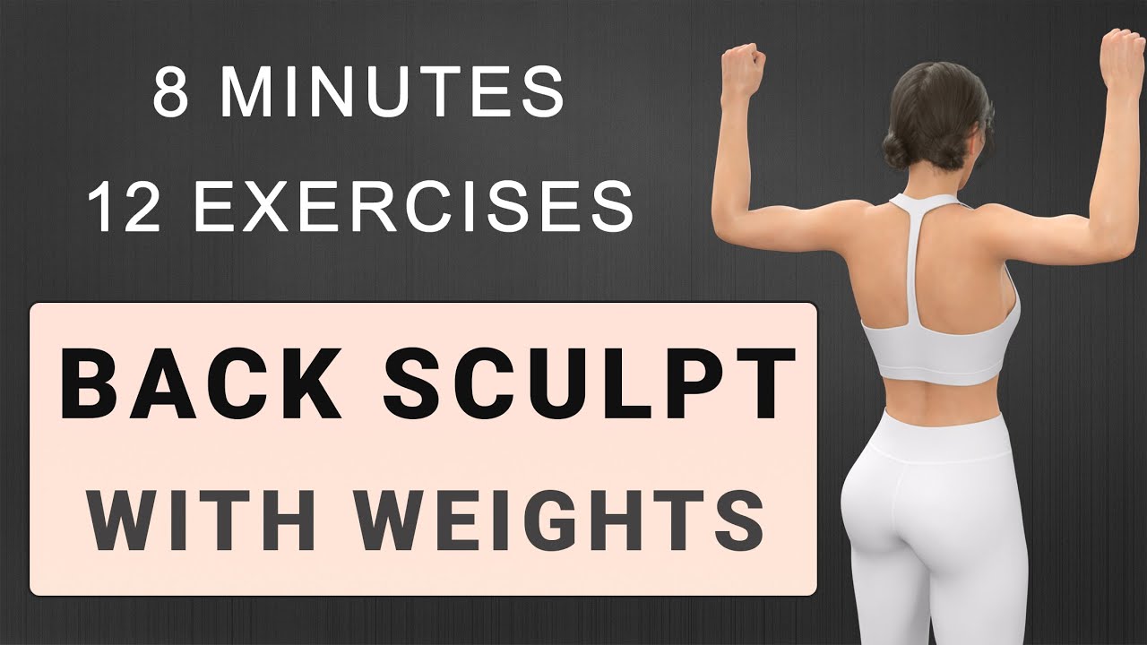 8 MIN BACK WORKOUT with Dumbbells - TONE & SCULPT💪 All Standing ...