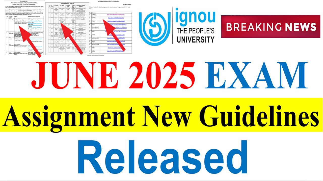 { Breaking News } IGNOU June 2025 Exam New Assignment Submission ...