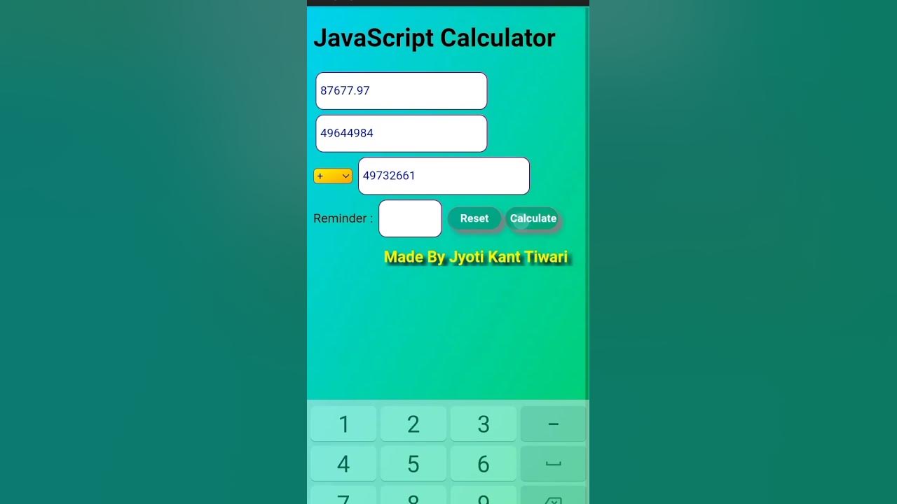I Made Calculator Using Js And Html Viral Coding Htmlcss Learning Codinglife Class Shorts