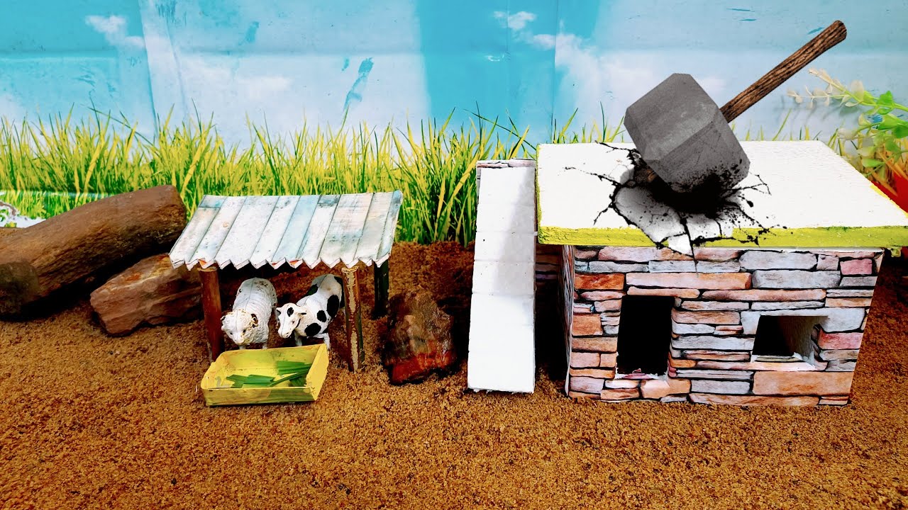 diy how to make cow shed | house of animals | mini creative ...