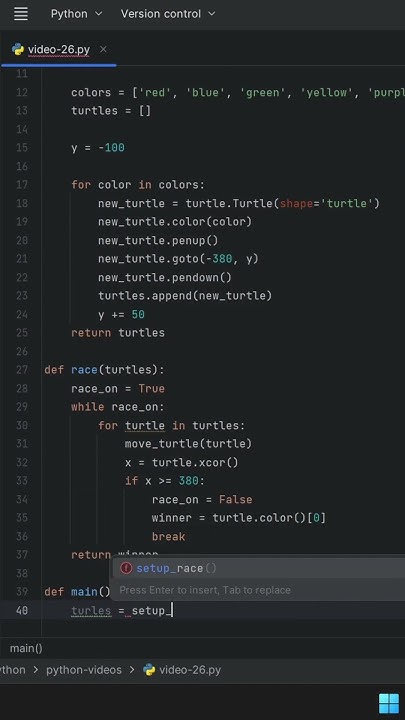 Making Turtle Race Game Using Python Python Ticks Turtle Tricks