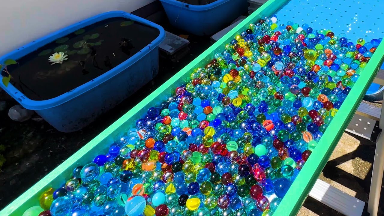 Water Marble Run ☆ Lots of marbles + water sound ASMR + healing video ...