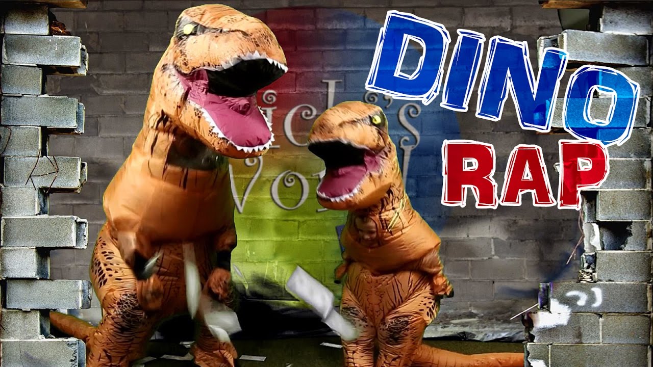 DINO RAP! Dad & Baby T-Rex Dinosaur Rap Video! Inflatable T-Rex Costume ...
