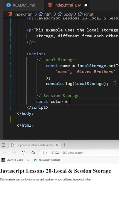 Javascript Lesson 20- Local & Session Storage - YouTube