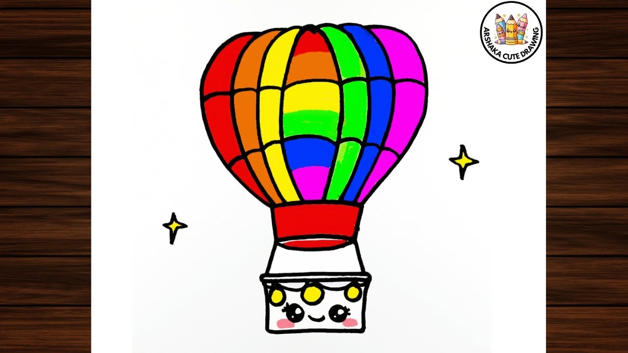 How to Draw A Cute Air Balloon Easy Step by Step | Arshaka Cute Drawing ...