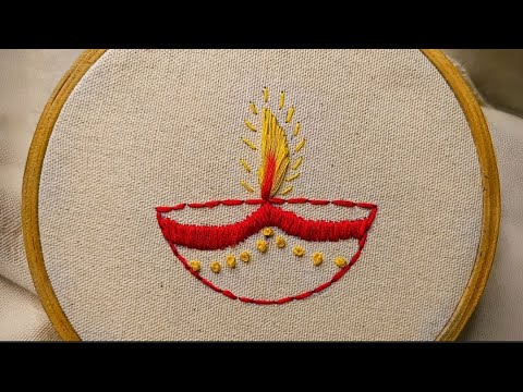 🪔 Beautiful Diya Embroidery Design | Easy Hand Embroidery for Beginners ...