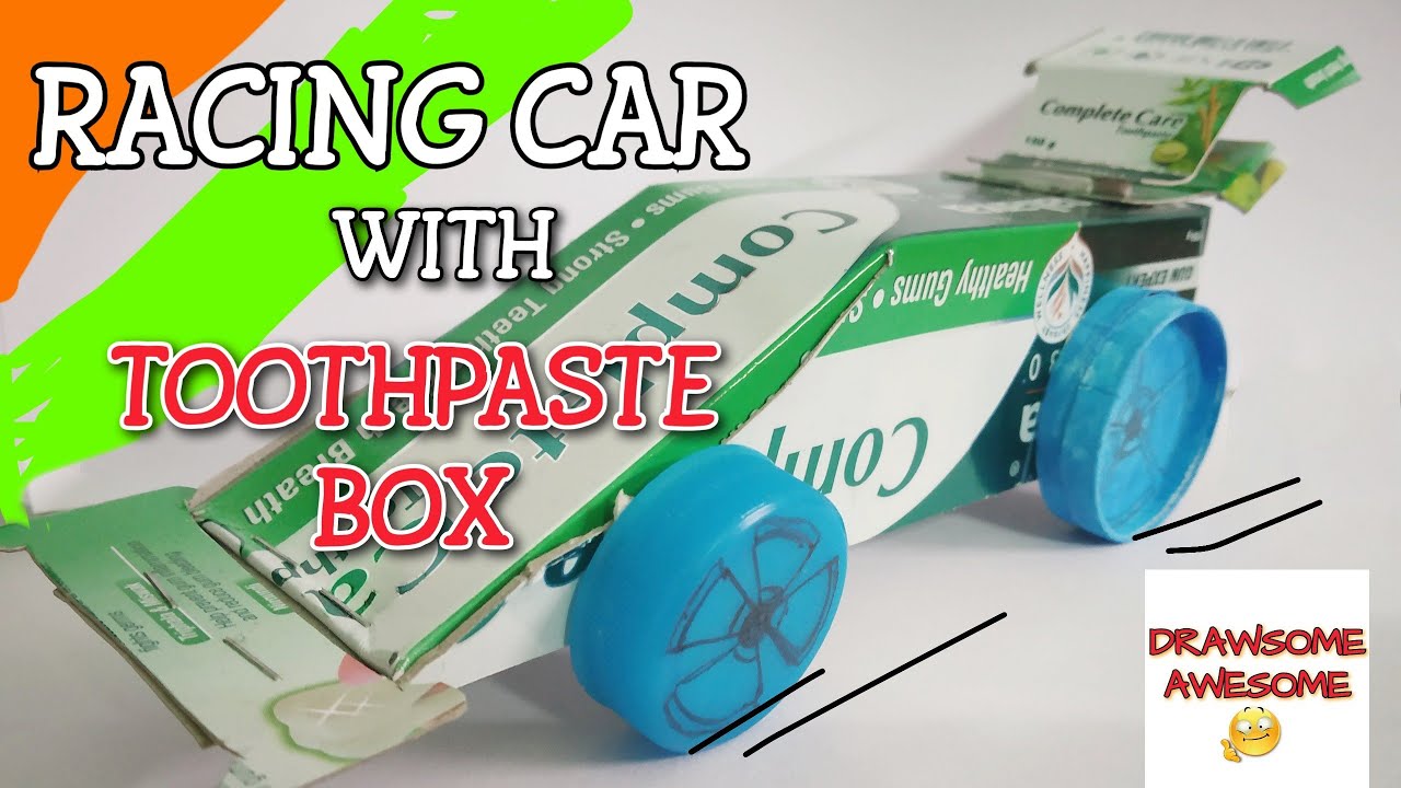 DIY RACING CAR // RACING CAR WITH TOOTHPASTE BOX // DRAWSOME AWESOME ...