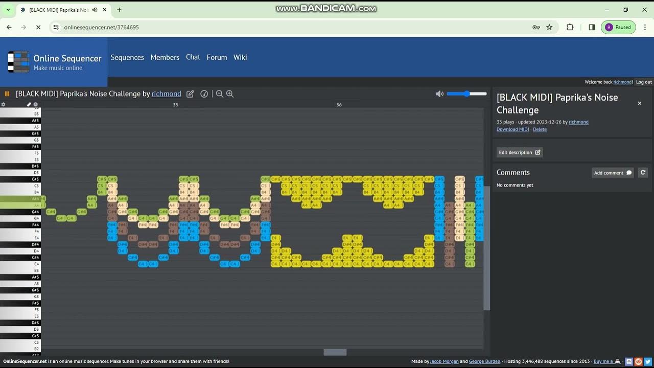 Paprika's noise challenge remake on online sequencer - YouTube