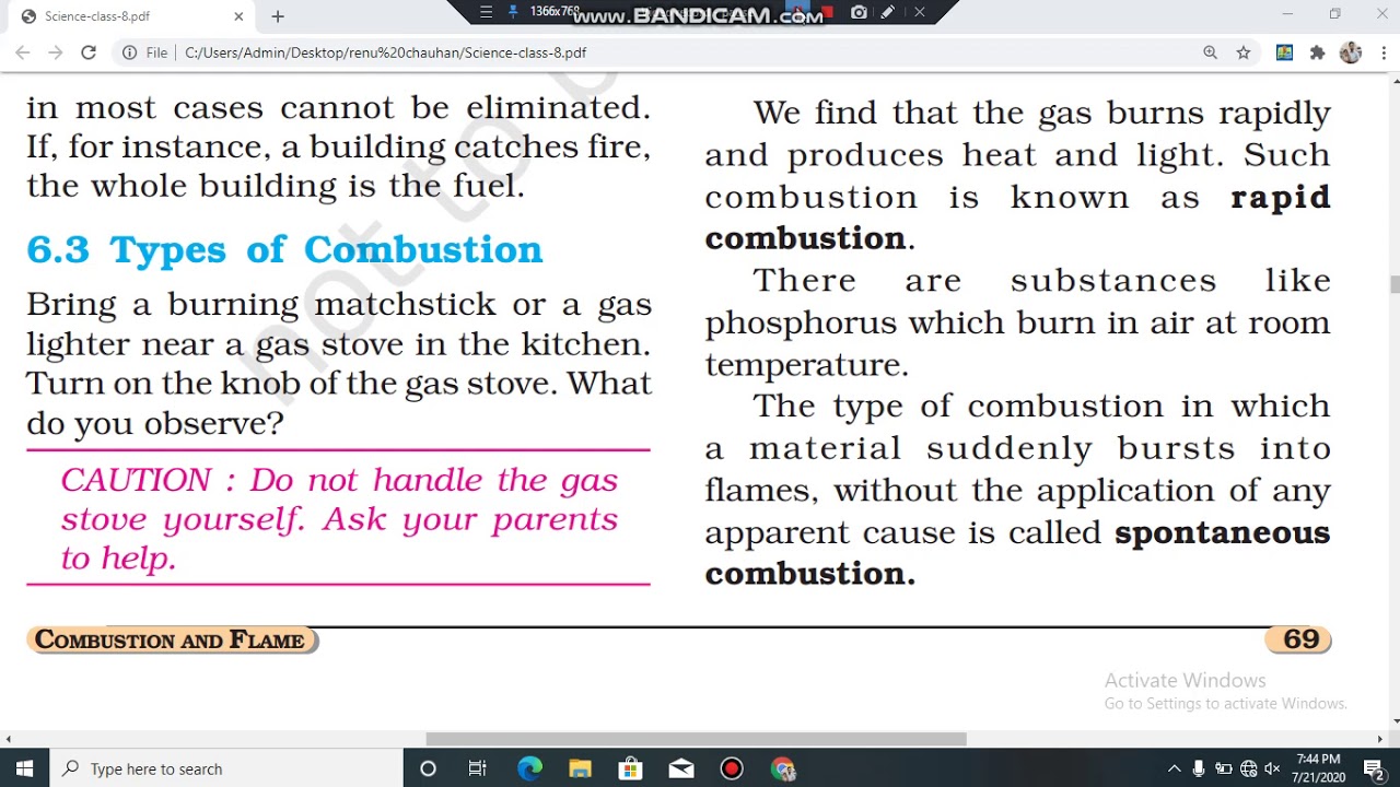Lesson-6 (Combustion and flame),Class-8, part -3 - YouTube