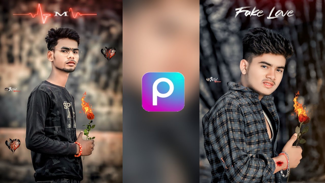 Sad photo editing Picsart full tutorial | Broken heart photo editing ...