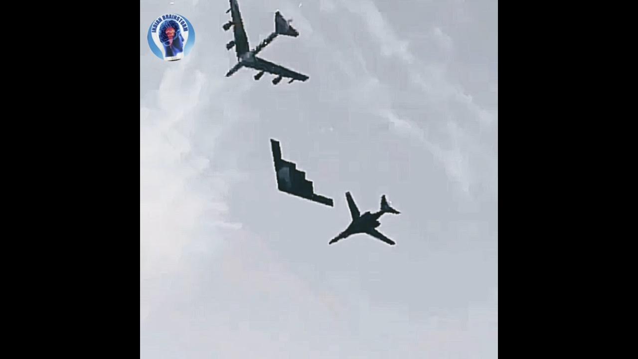 Three stealth bombers B1 , B2 and B52 flying together - YouTube