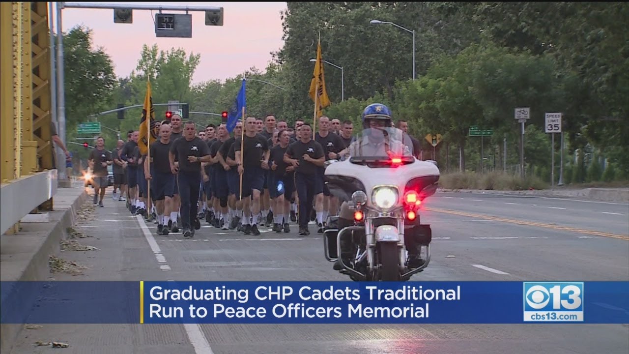 Graduating CHP Cadets Run to Peace Officers Memorial - YouTube