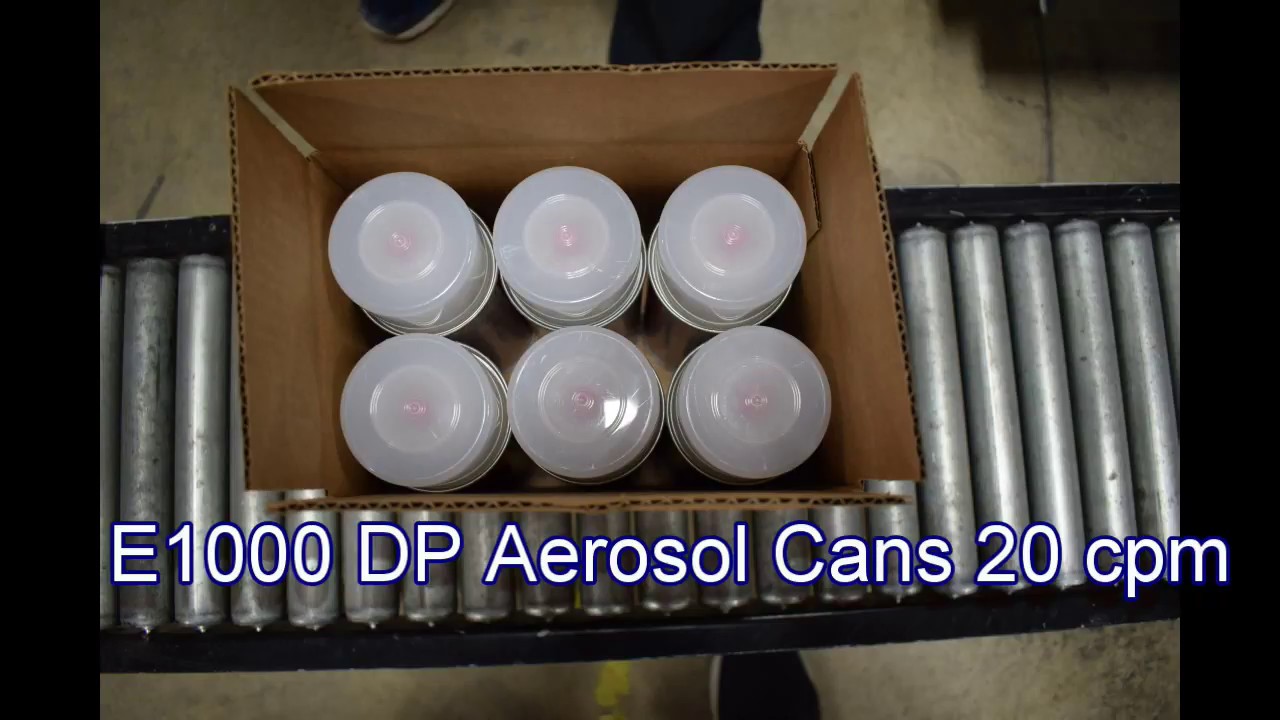 E1000 DP Drop Packing Aerosol Cans at 20 cpm - YouTube
