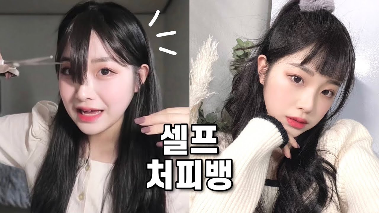 단돈 2000원 셀프 처피뱅 자르기💇🏻♀️ 다이소 앞머리 가발 일자뱅 자르기 앞머리 자르기 처피뱅 스타일링