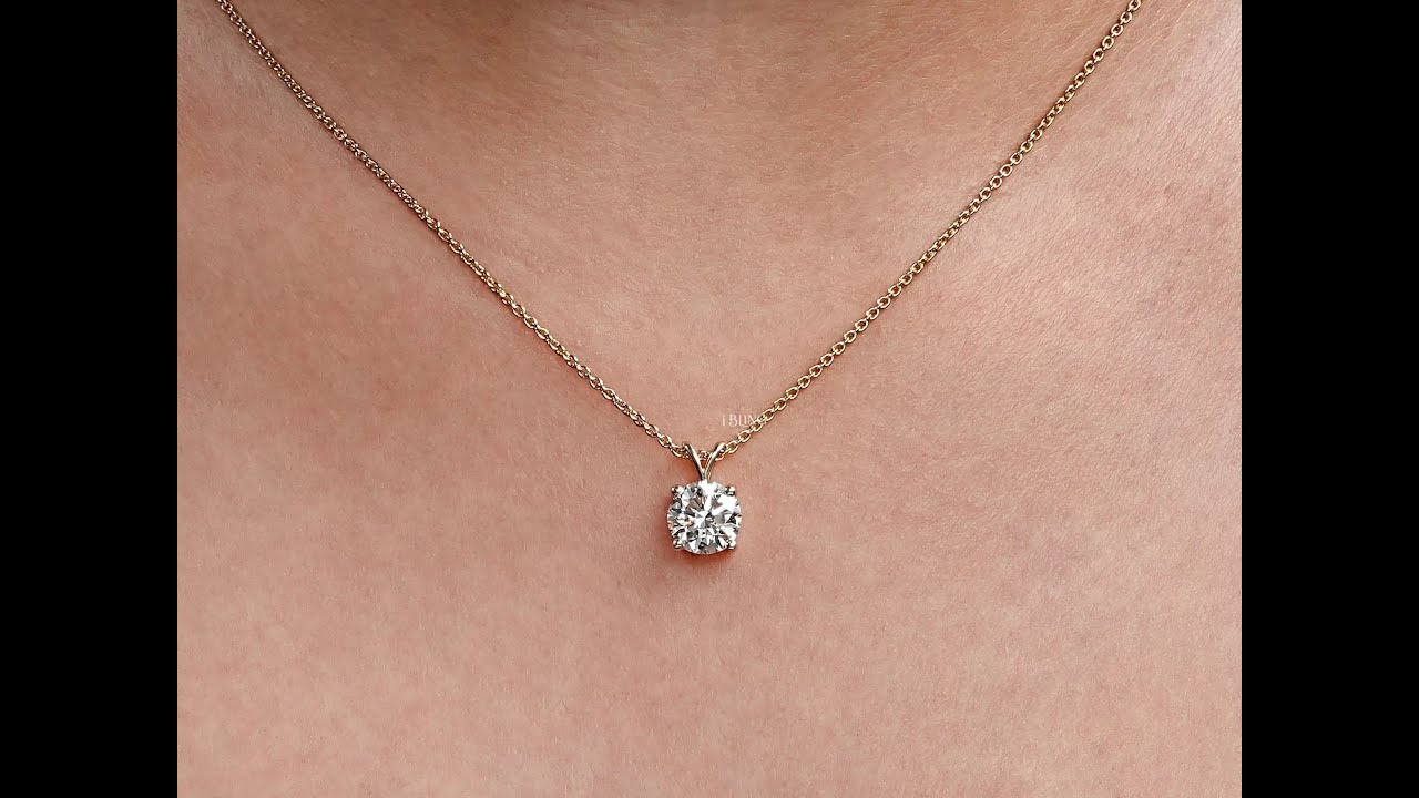 Round Cut Lab Grown Diamond Solitaire Pendant - YouTube