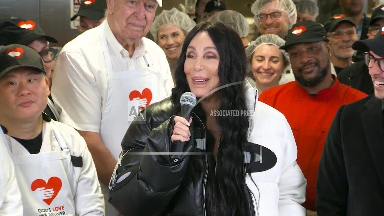 Cher gives hugs and smiles for God's Love We Deliver charity - YouTube