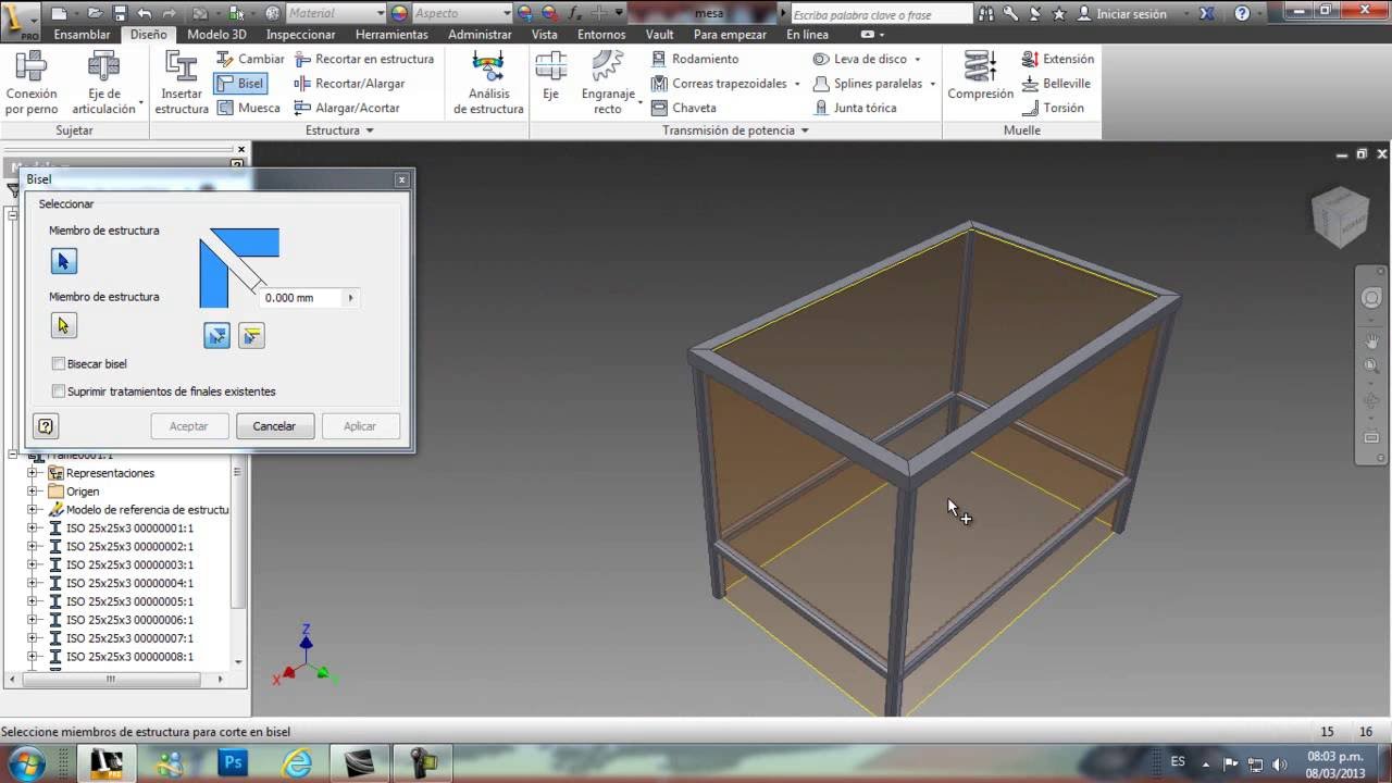 AUTODESK INVENTOR ESTRUCTURA PARA MESA - YouTube