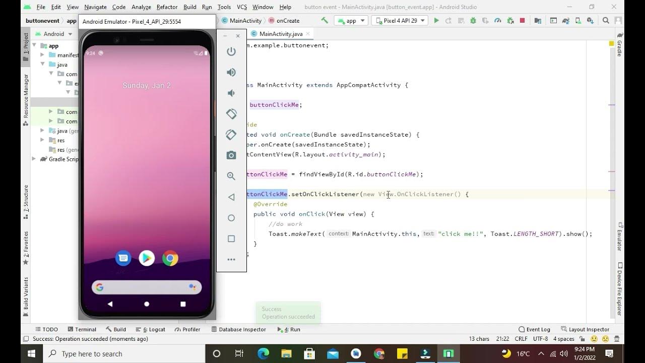 Button Click In Android - Hindi - YouTube