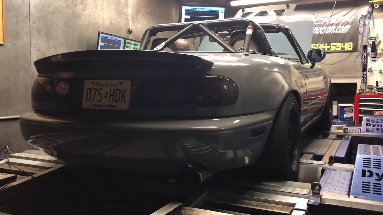 91 Miata Rotrex dyno - YouTube