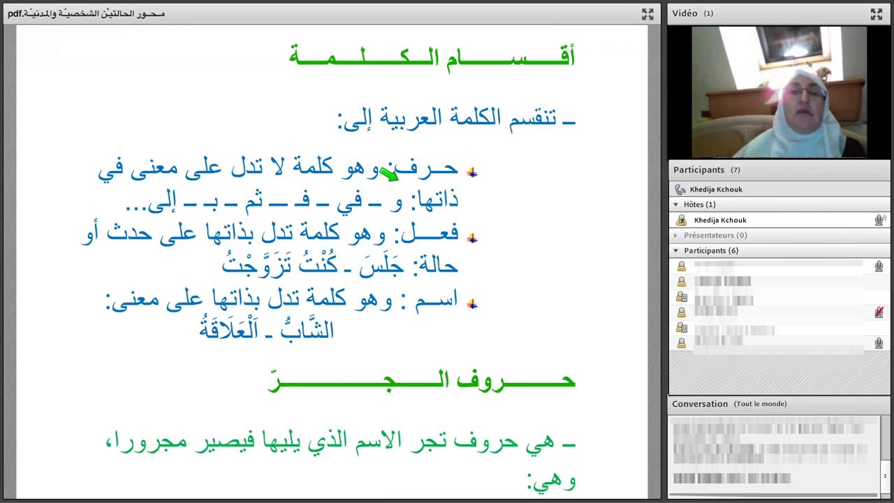 Cours d'Arabe en ligne avec L'IMED (Khadija Kchouk) - YouTube