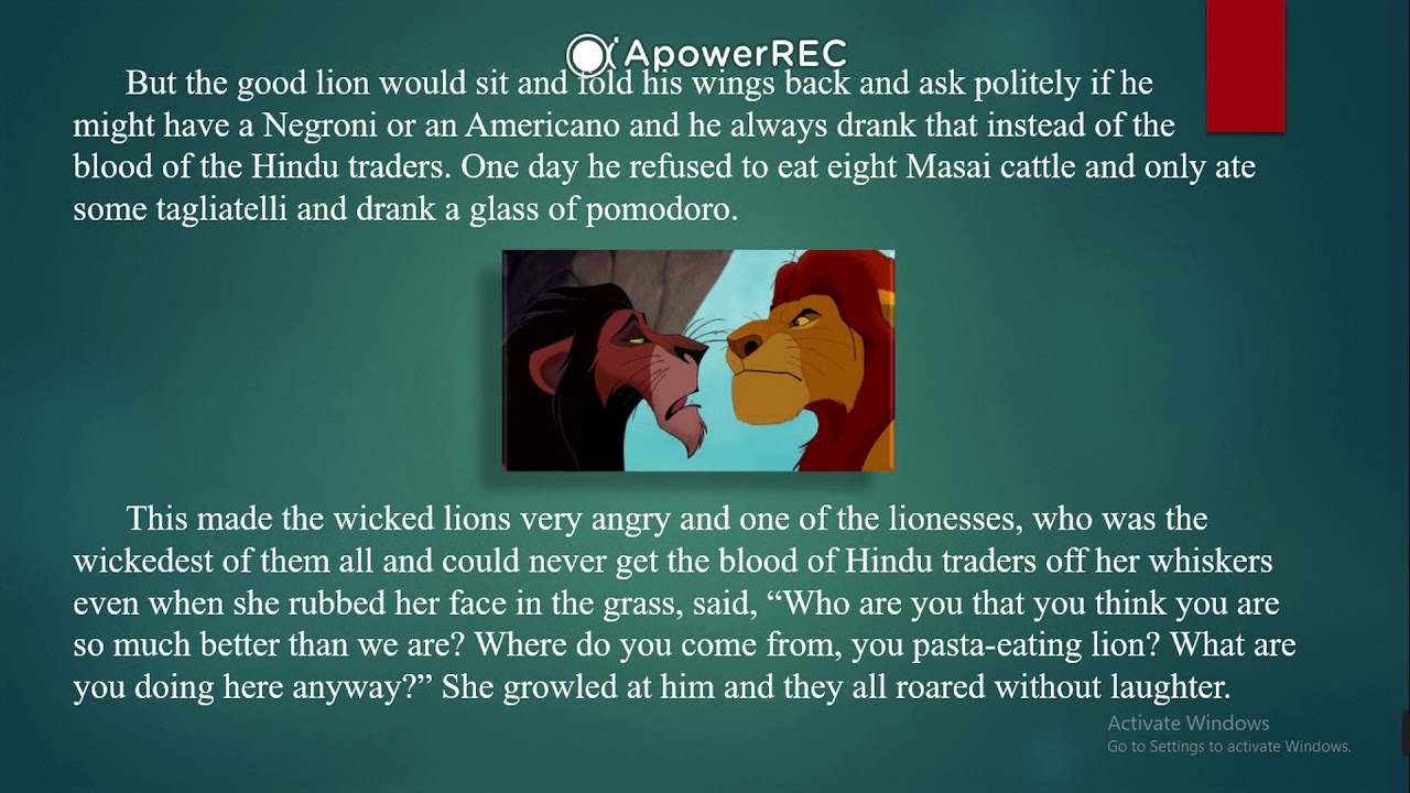 The Good Lion By Ernest Hamingway - YouTube