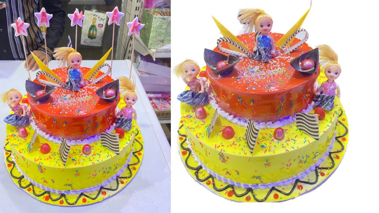 How to make mini doll cake | pineapple cake recipe | cake decorating ...