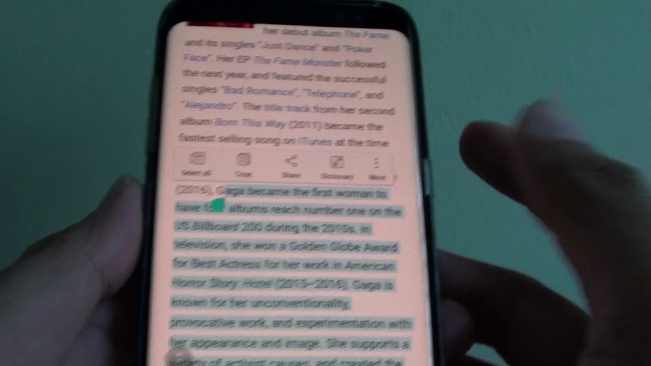 Samsung Galaxy S8: How to Select Part of the Text With Selection Marker ...