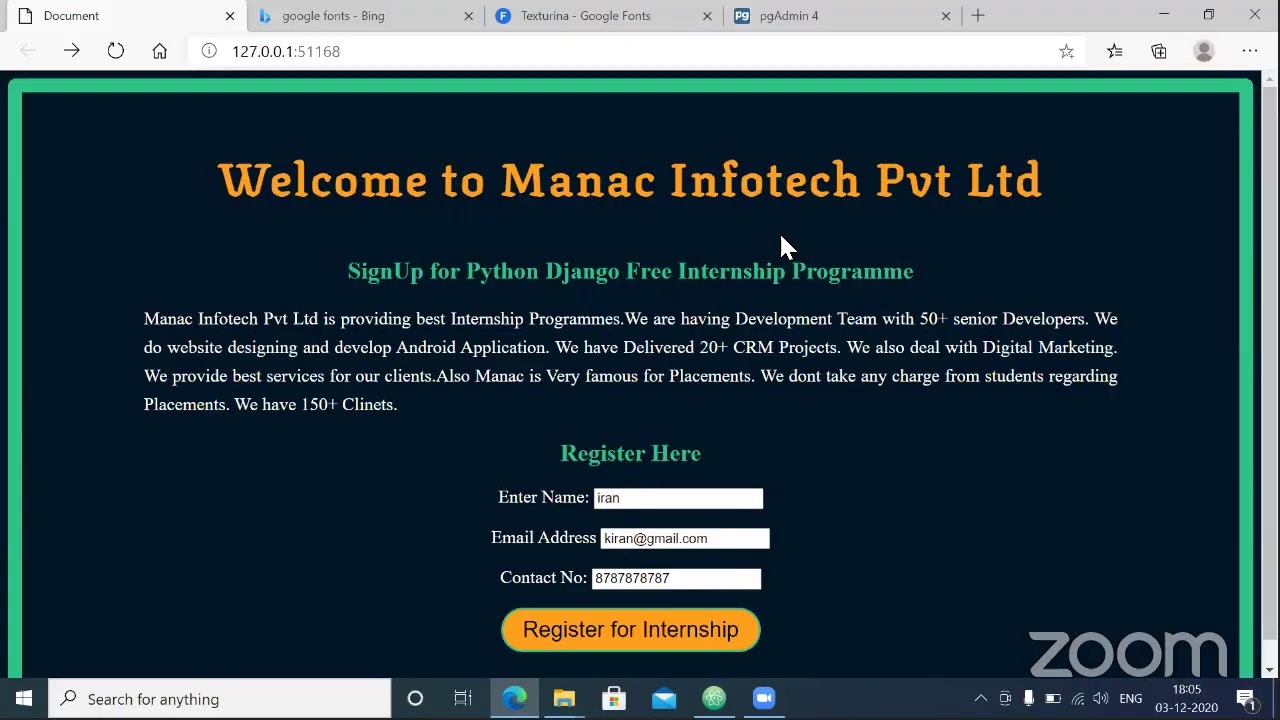 MANAC INFOTECH'S 22nd Batch (11th session) - YouTube