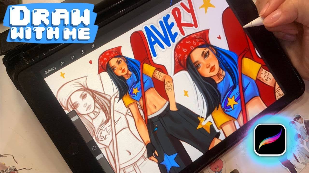 Draw With Me: Designing My New OC Avery on Procreate Using Ipad - YouTube