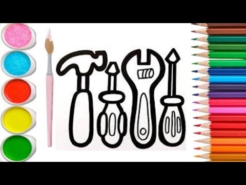 How to draw Hand tools/Easy drawing/simple drawing ideas for beginners ...