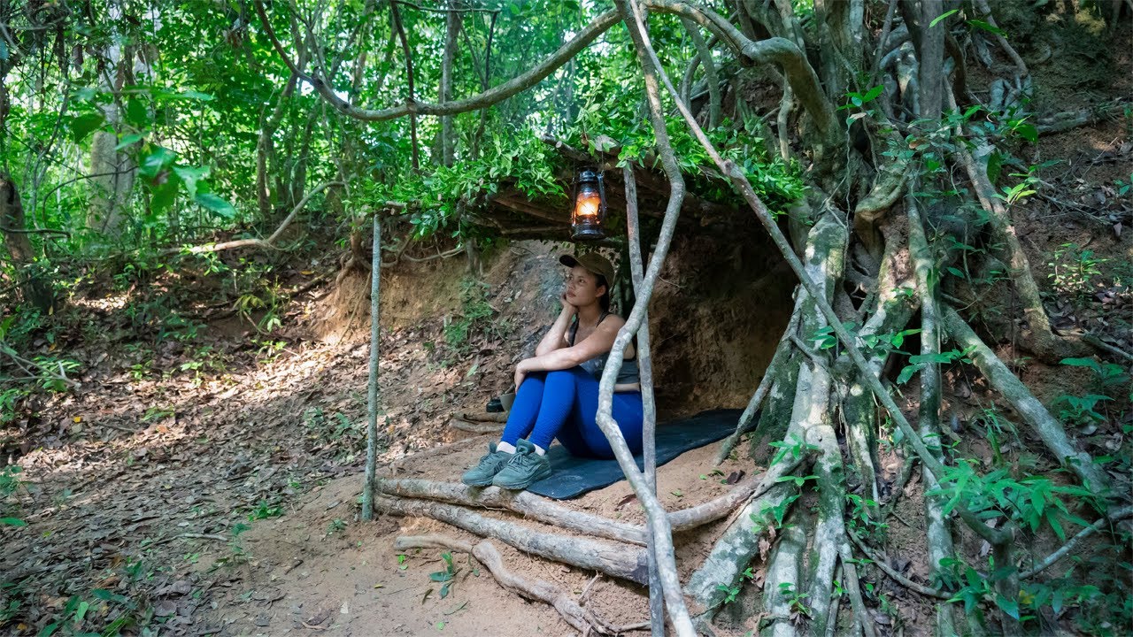 Solo Overnight in Deep Forest | Survival Camping alone | Bushcraft Camp ...