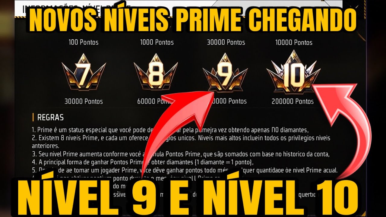 SAIU AGORA NOVOS NÍVEIS PRIME DO FREE FIRE 2025-SAIBA TODOS OS ...